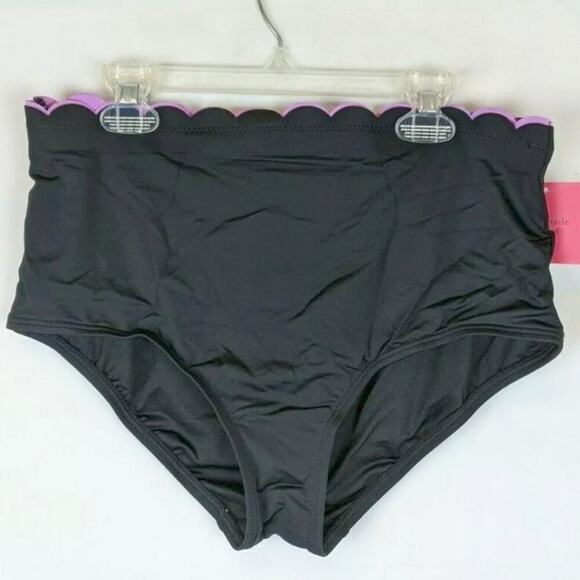 kate spade | Swim | Kate Spade Scalloped High Waist Bottom Black Womens ...